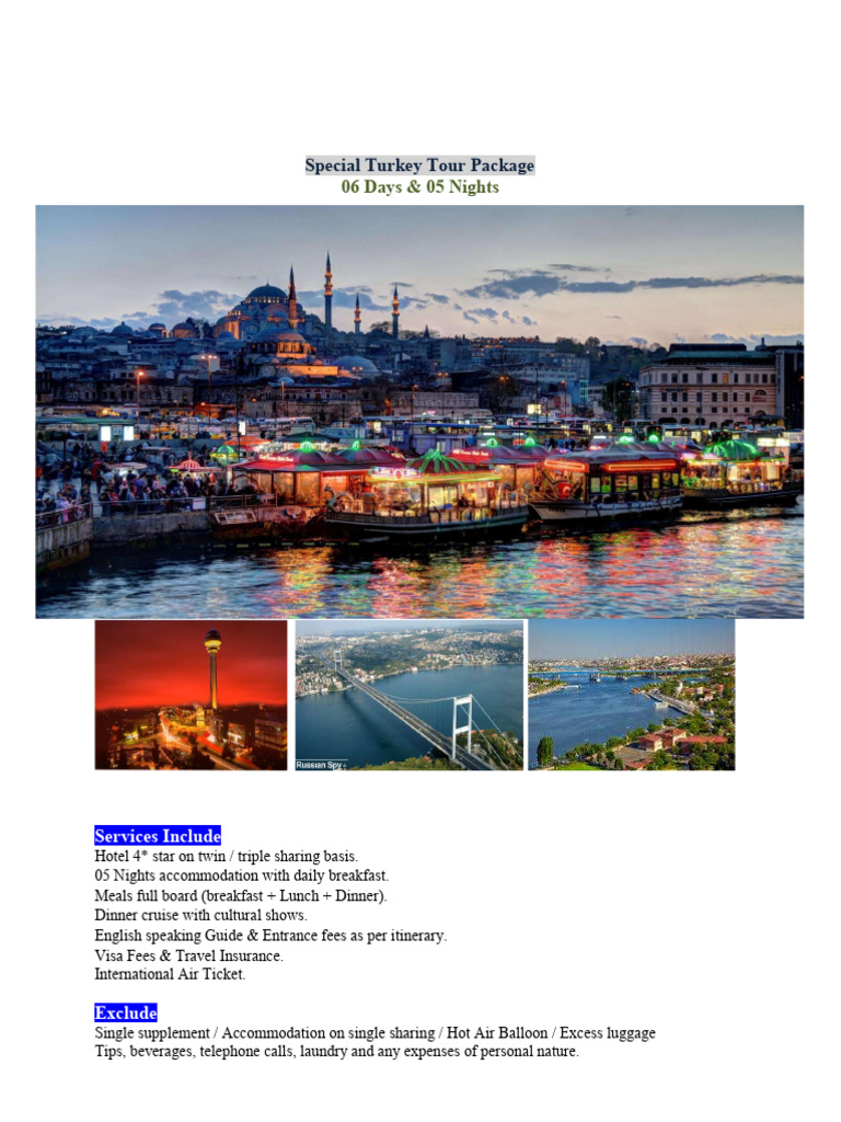 Turkey Istanbul Tour Package 6D 5N (Revised) | PDF | Istanbul