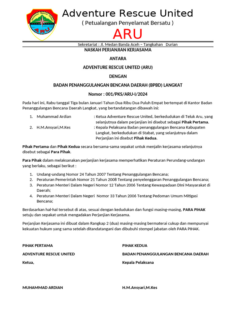 Surat Pks BPBD | PDF