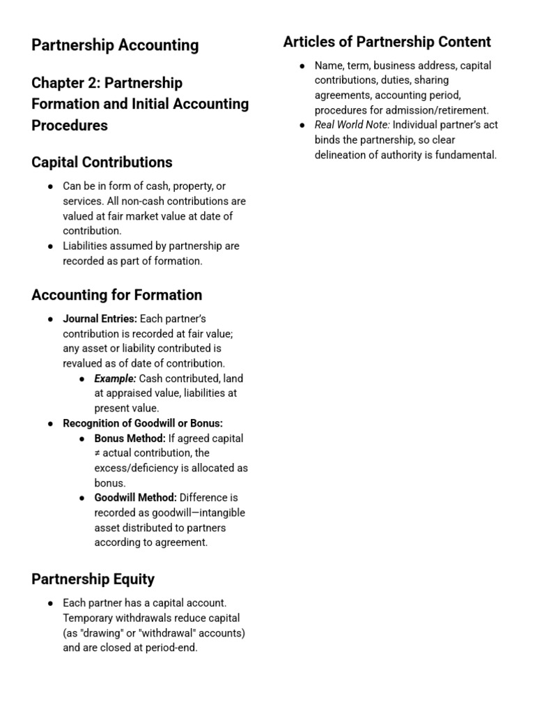 Chapter 2 - Partnership Formation and Initial Accounting Procedures | PDF