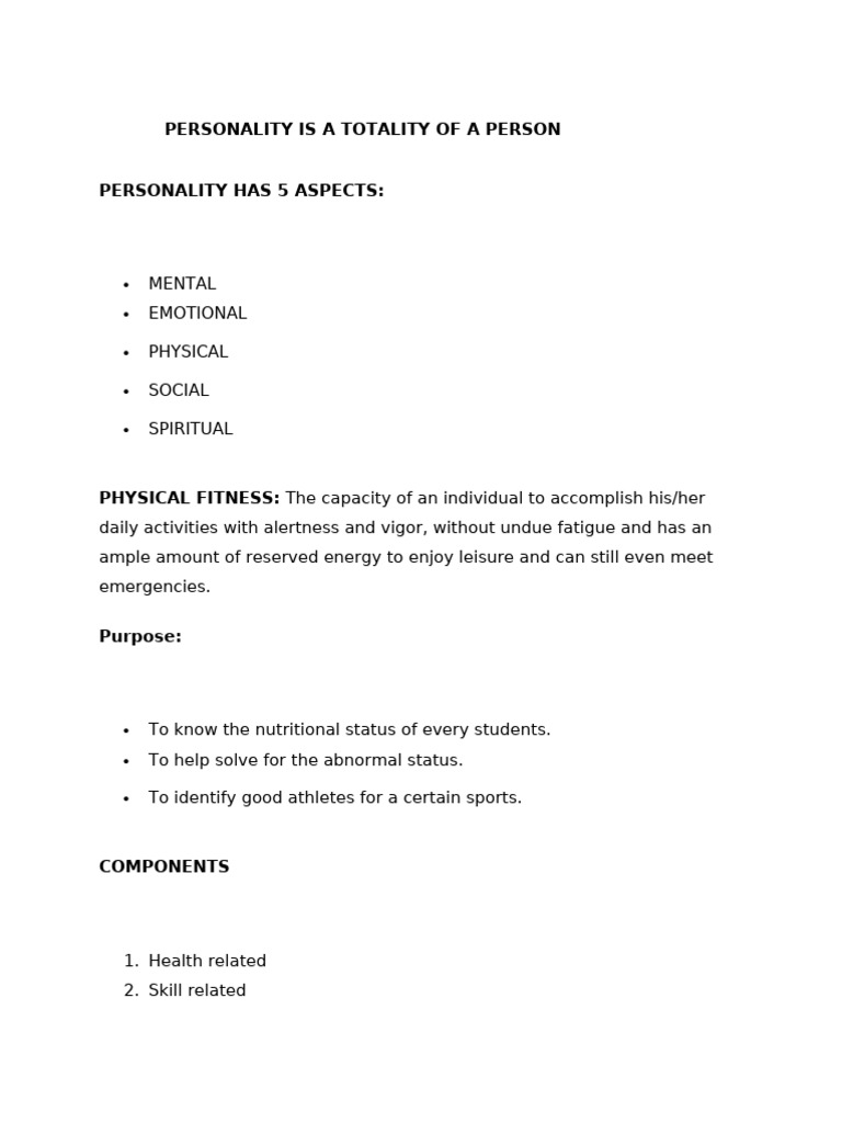 Personality Is A Totality of A Person | PDF | Body Mass Index | Obesity