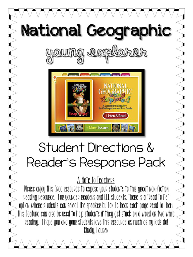 National Geographic: Student Directions & Reader's Response Pack | PDF