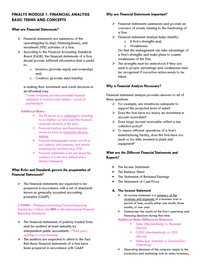 Finalys - Module 1 Financial Concepts | PDF | Equity (Finance) | Income ...