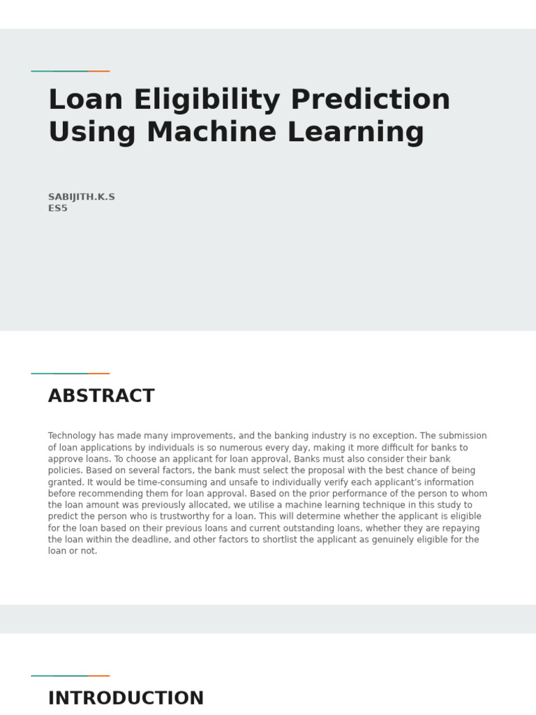Loan Eligibility Prediction | PDF | Machine Learning | Regression Analysis