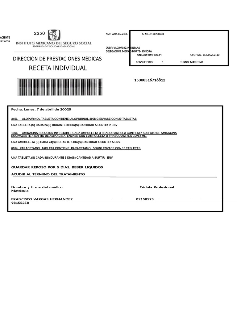 Receta Imms | PDF