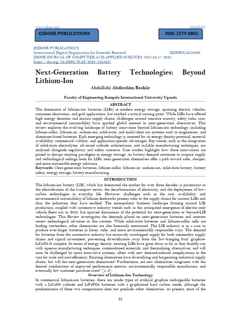 Next-Generation Battery Technologies: Beyond Lithium-Ion (WWW - Kiu.ac ...