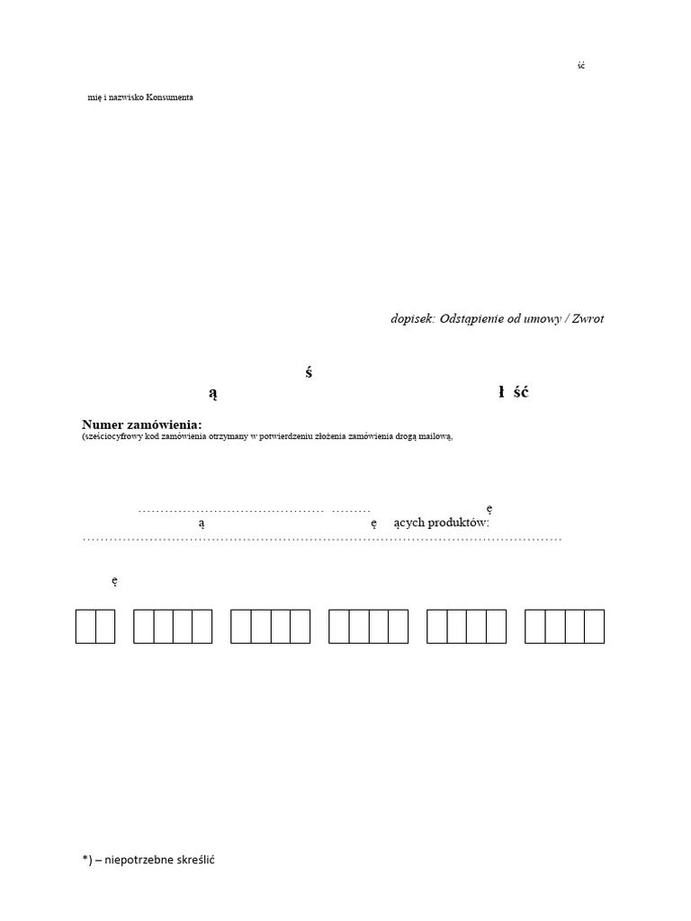 Formularz Odstapienia Od Umowy | PDF