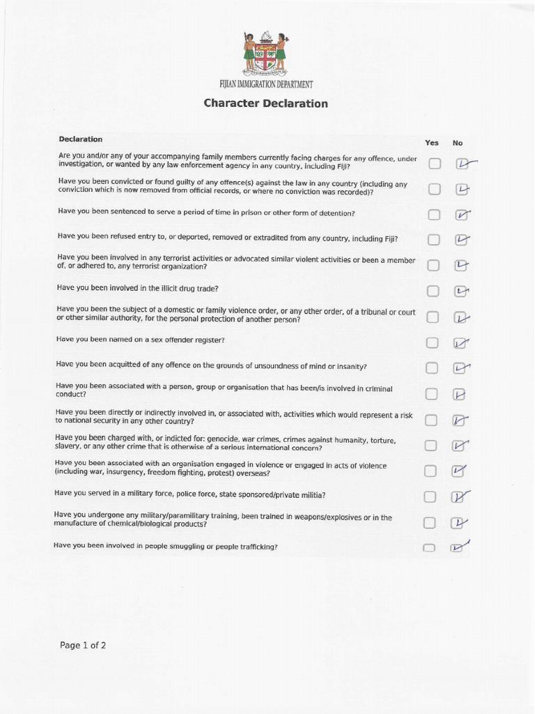 Character Declaration - 0001 | PDF