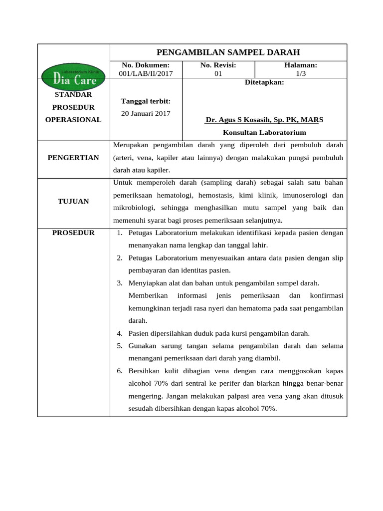 Sop Dia Care | PDF