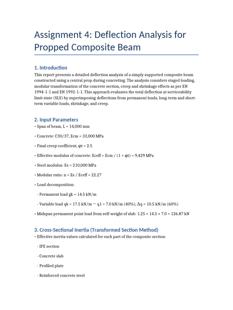 Assignment 4 Propped Deflection Report | PDF | Beam (Structure) | Building Engineering