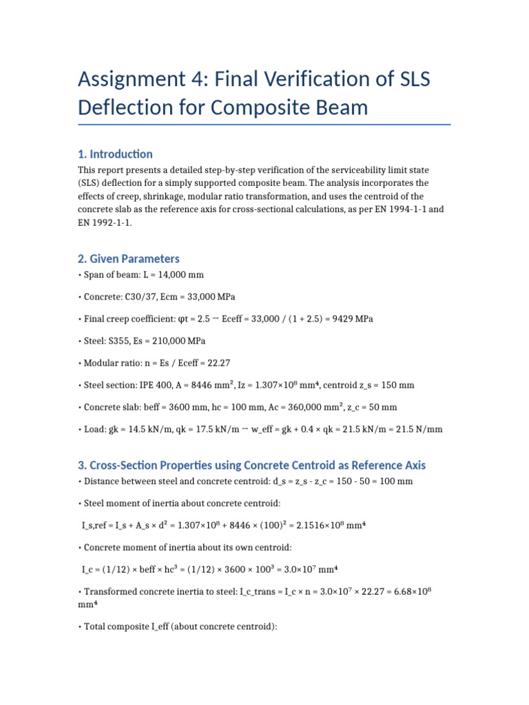 Assignment 4 SLS Deflection Report With Staging | PDF | Beam (Structure ...