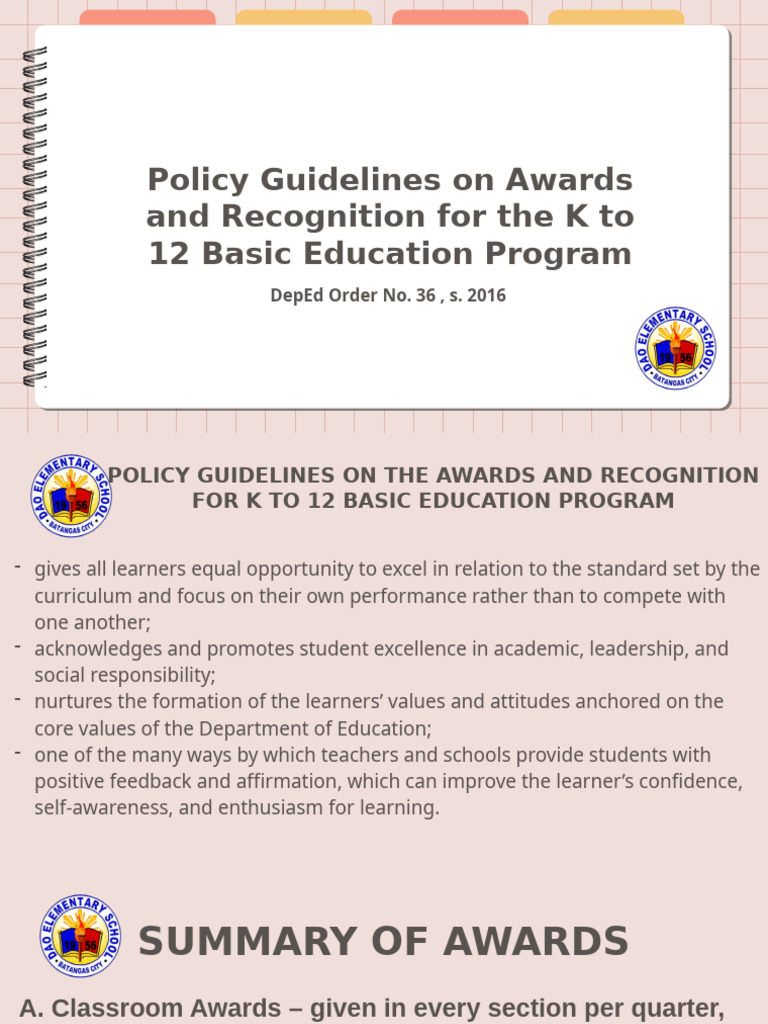Awards and Recognition | PDF | Teachers | Behavior Modification