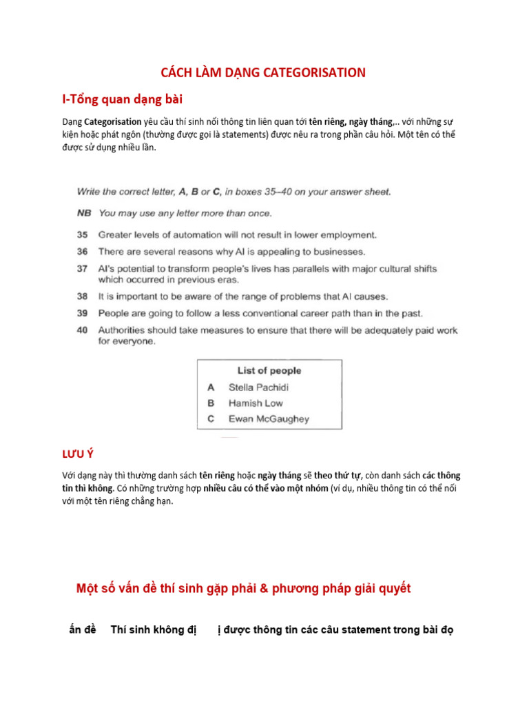 Cách Làm D NG Categorisation | PDF