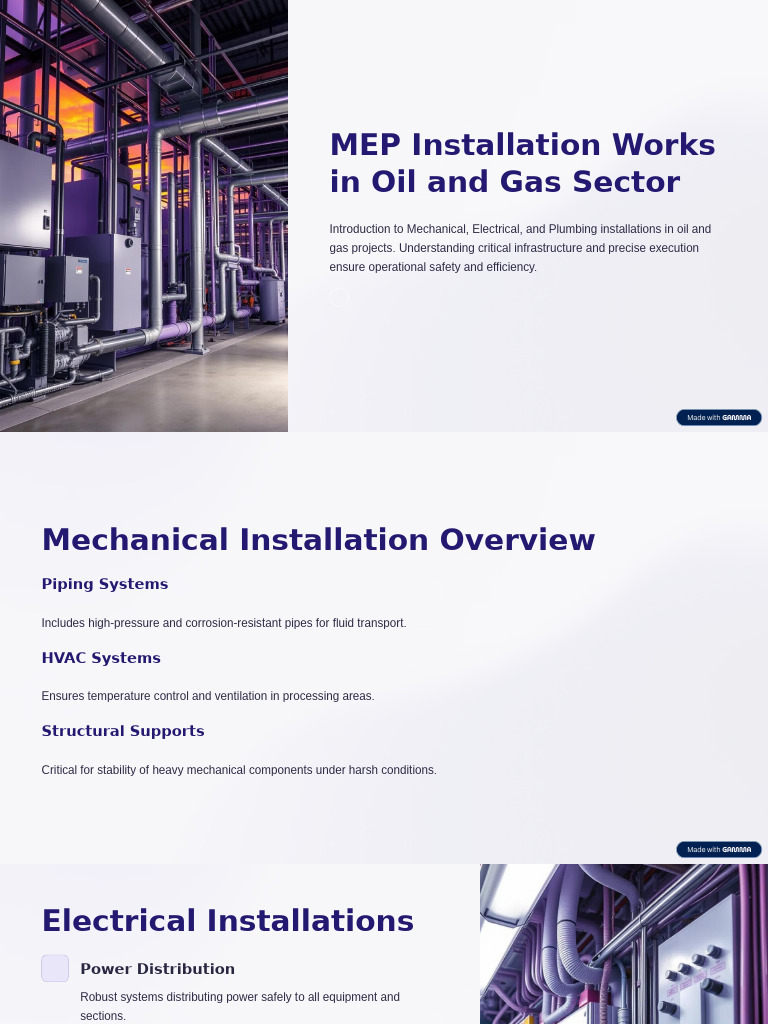 MEP Installation Works in Oil and Gas Sector | PDF | Safety | Quality ...