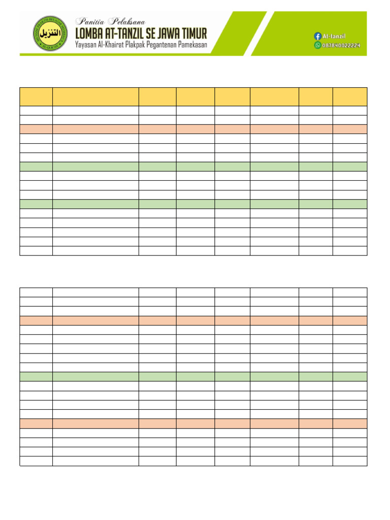 Rekapitulasi Nilai Lomba Baca At-Tanzil Juz 6 | PDF