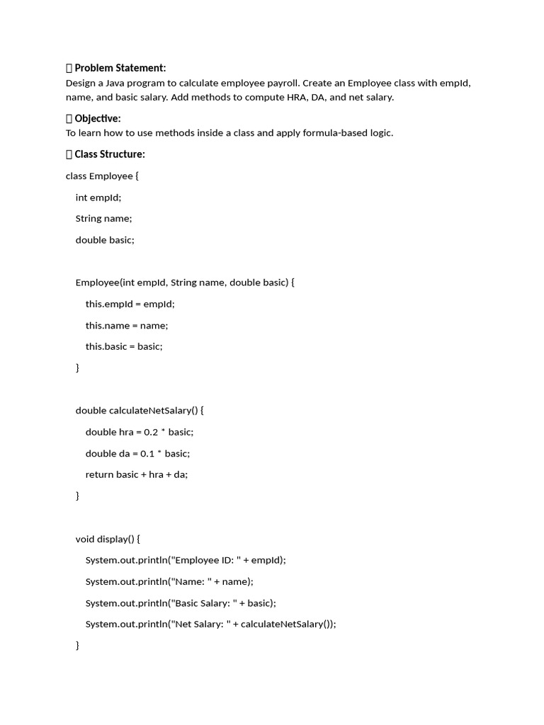 Java Employee Payroll Calculator | PDF