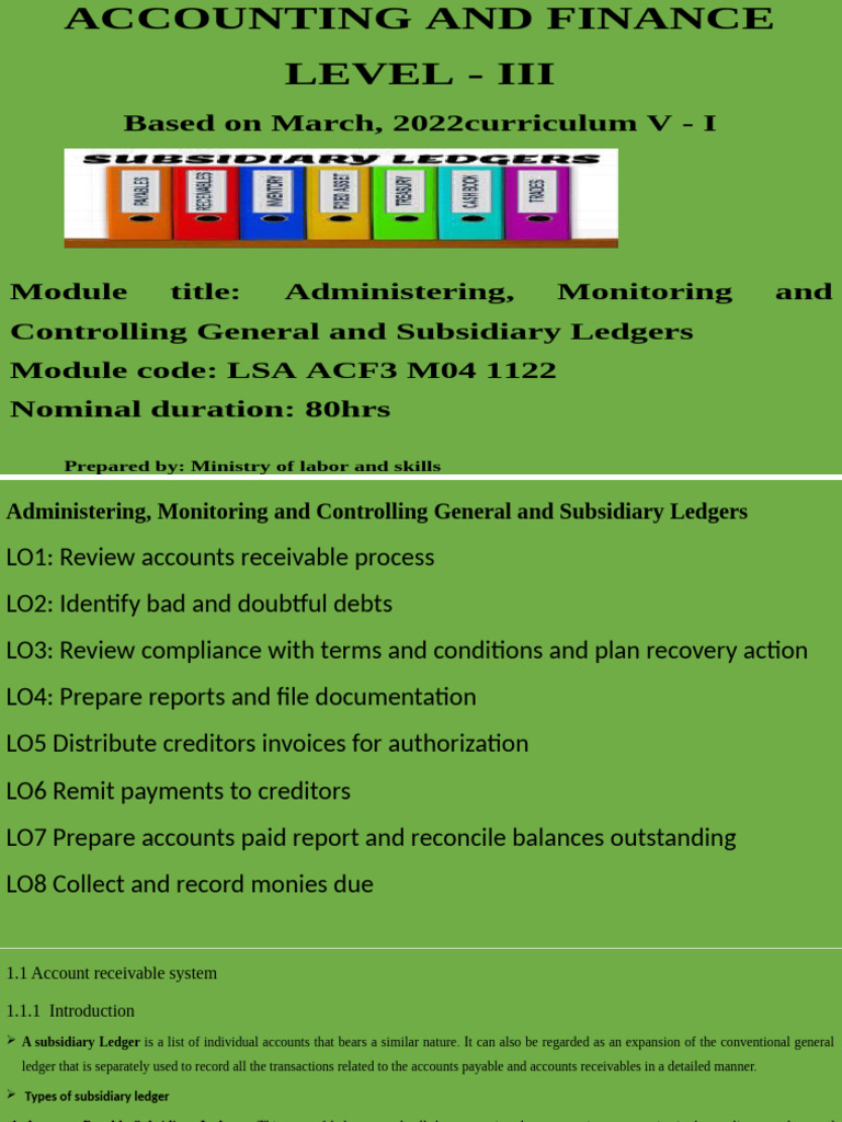 Administer Monitor and Control General Leger& Subleger PPT 5 | PDF ...
