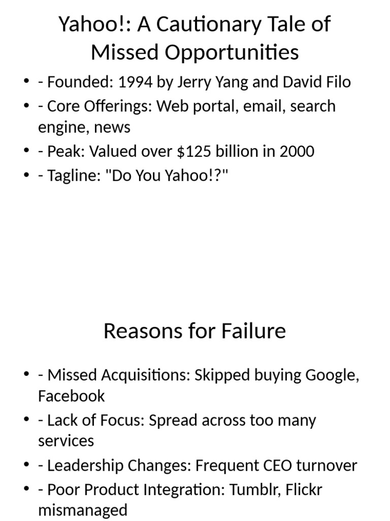 Yahoo Business Failure Analysis | PDF
