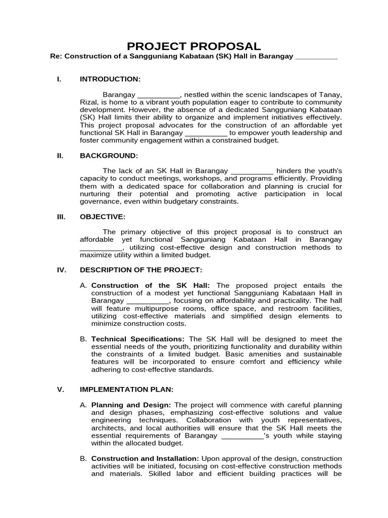 SK Hall Construction Proposal | PDF