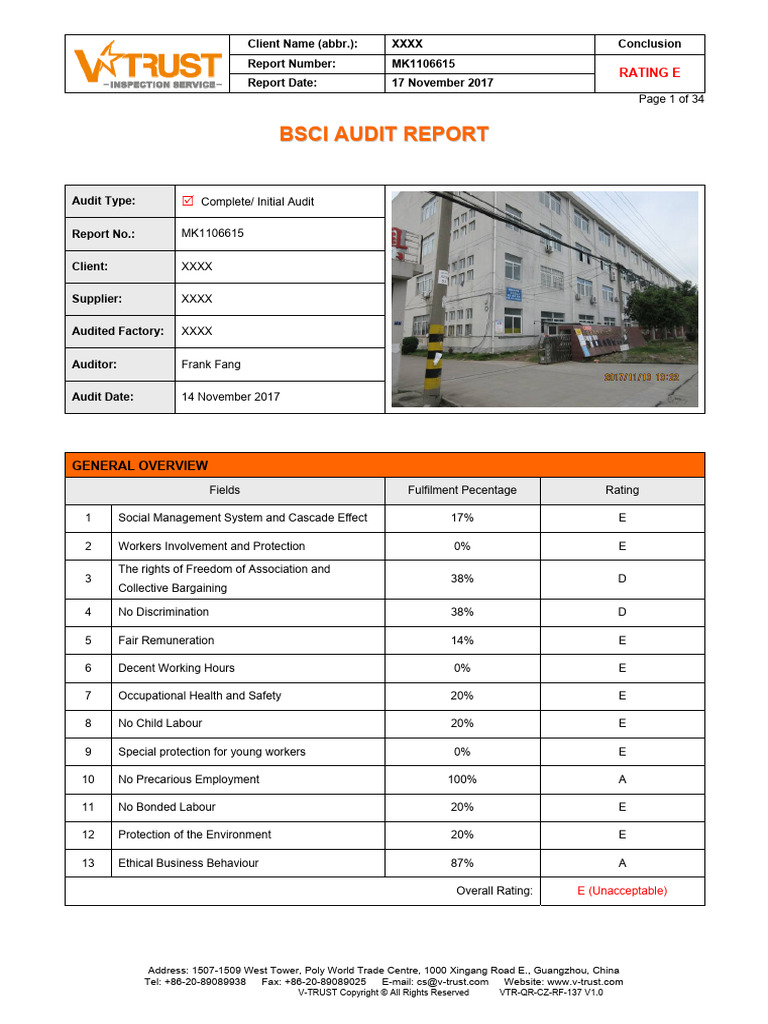BSCI Audit Report MK1106615 Summary | PDF | Occupational Safety And ...