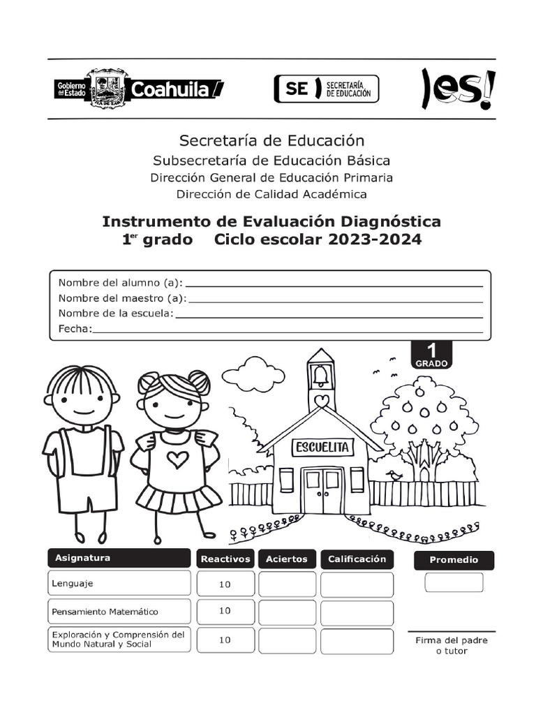 1° Inst. Eval. Diagnóstica Ciclo Escolar 2023-2024 | PDF