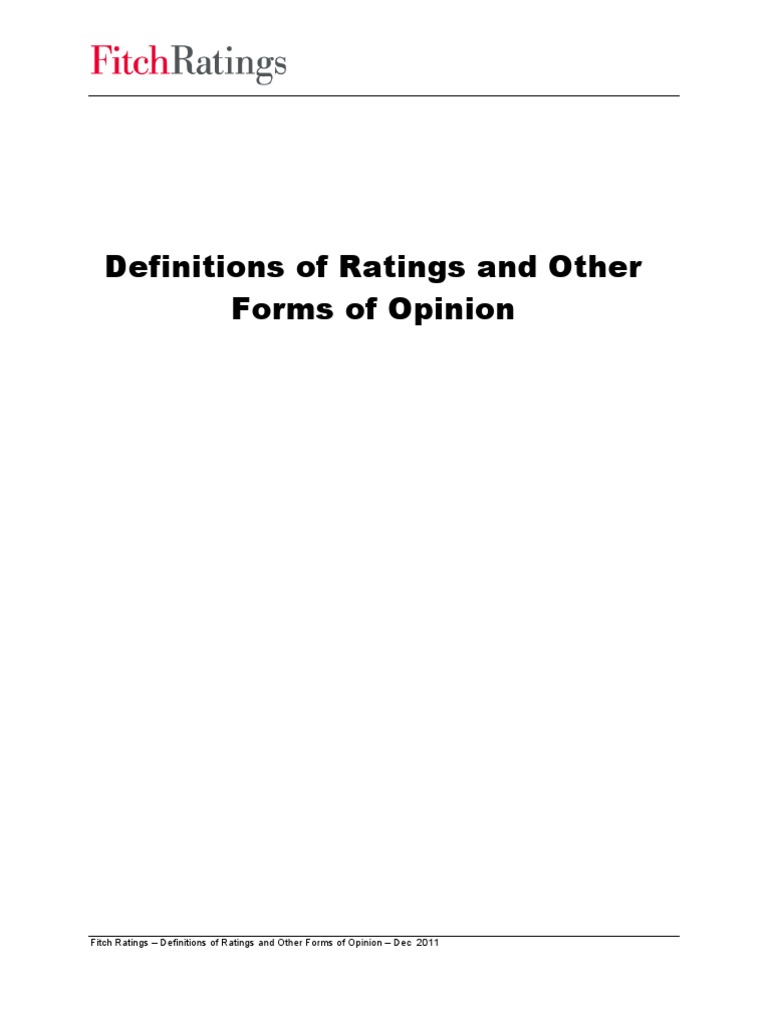 Fitch Ratings Definitions and Scales | Credit Rating | Bond Credit Rating