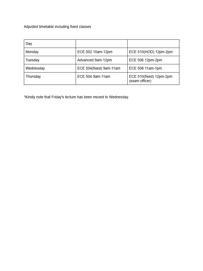 Timetable Including Fixed Classes-1 | PDF