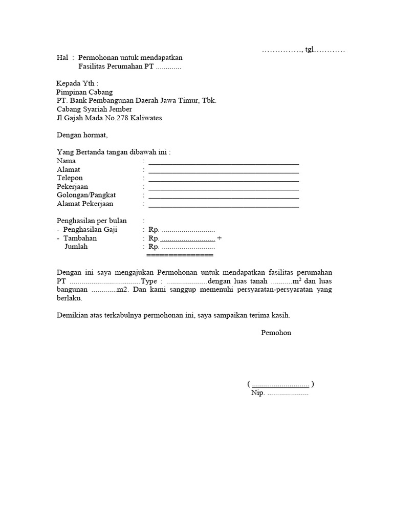 Form KPR Bank Jatim Syariah | PDF