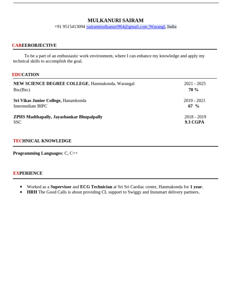 Sairam Resume | PDF
