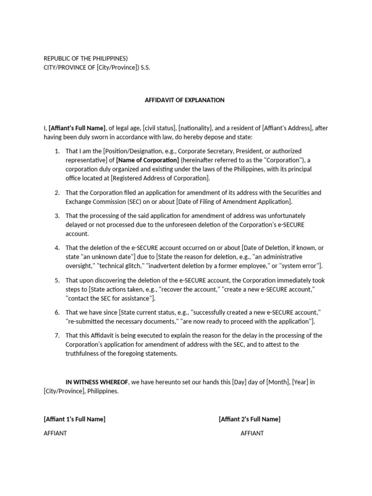 Affidavit of Explanation | PDF | Affidavit