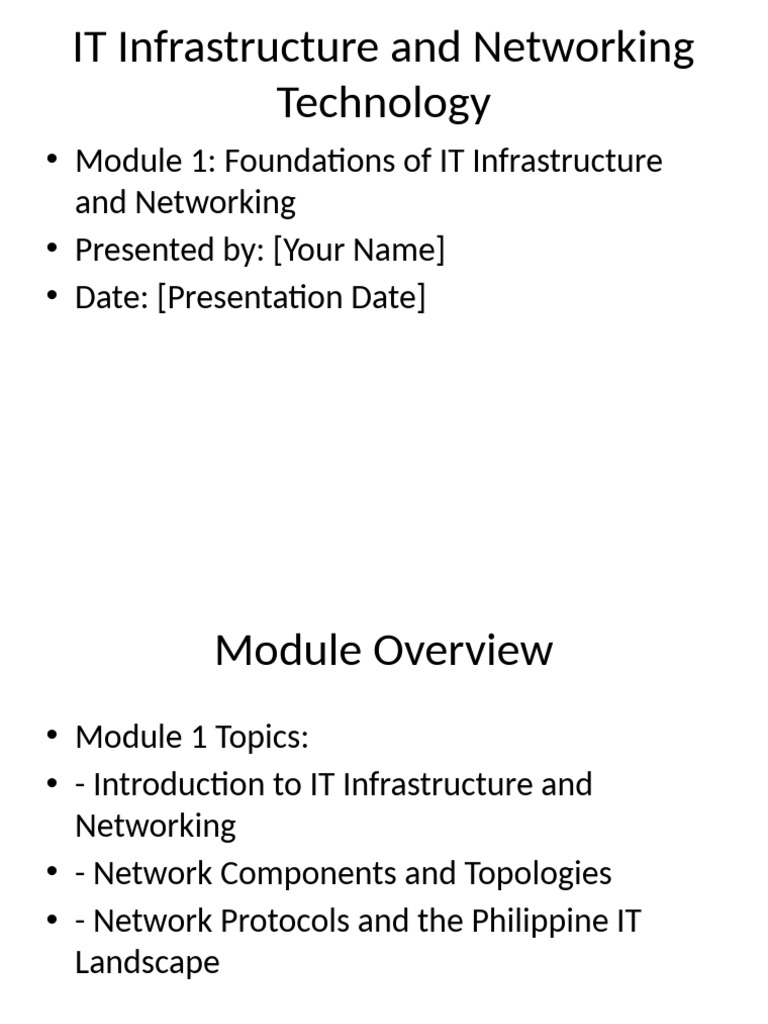 IT Infrastructure Module 1 Presentation | PDF | Computer Network ...