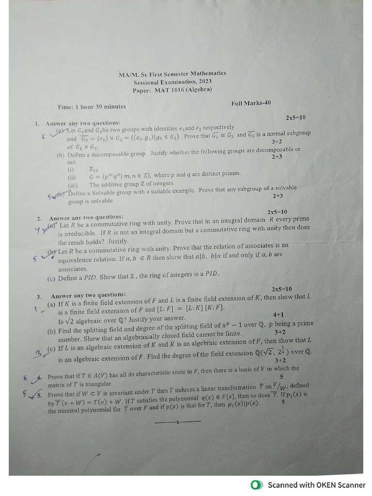 First Sem Sessional PPR 2023 | PDF