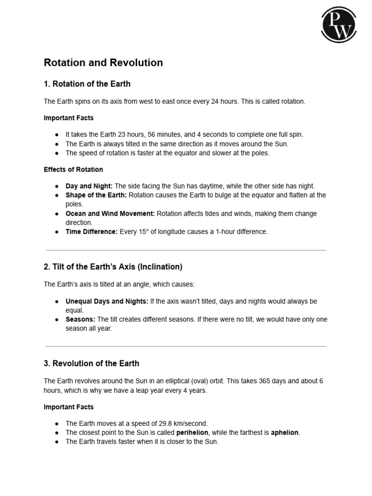 Fun Facts About Earth's Rotation and Revolution | PDF