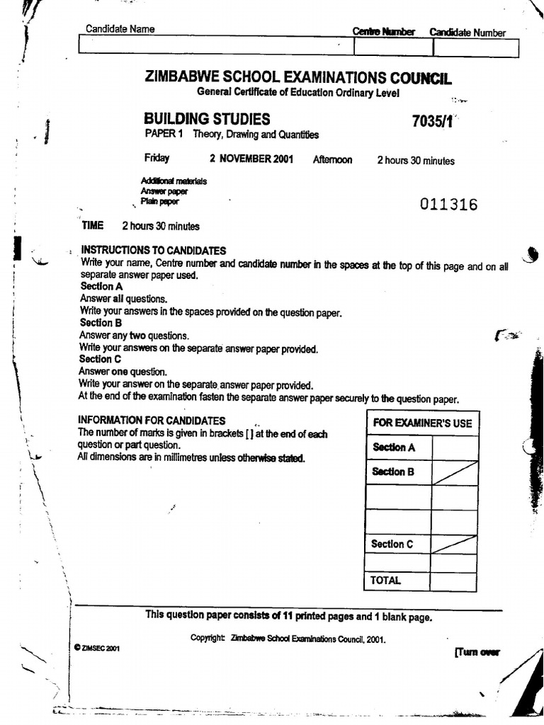 Zimsec 2001 | PDF