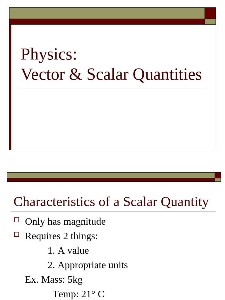 Vector and Scalar Quantities | PDF | Euclidean Vector | Physical Quantities