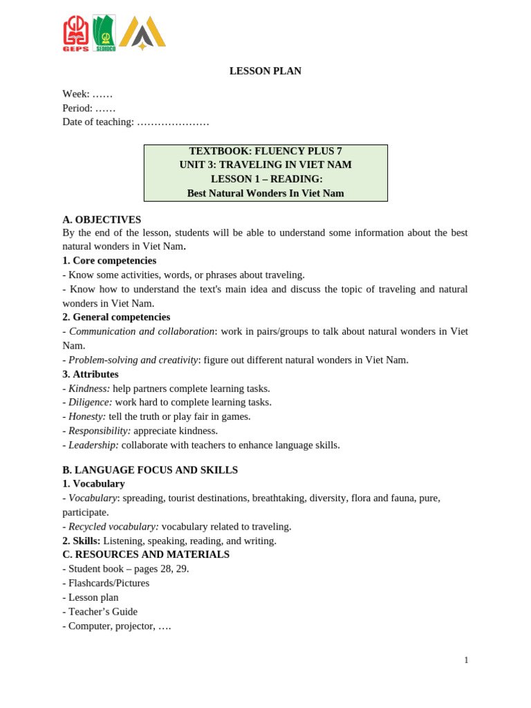 Best Natural Wonders in Vietnam Lesson Plan | PDF | Vocabulary ...