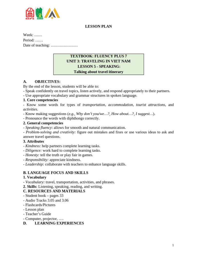 Fluency Plus 7 - Unit 3 - Lesson 5 | PDF | Vocabulary | Fluency