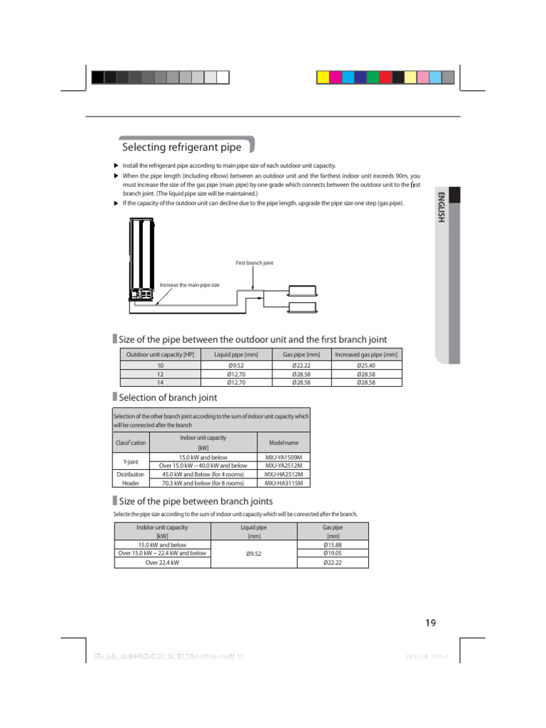 DVM Eco Side Discharge Piping Sizing Chart | PDF