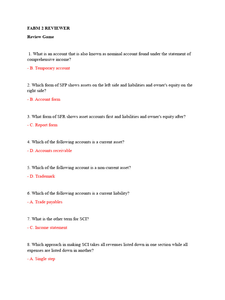 FABM 2 Accounting Concepts Review | PDF | Debits And Credits | Cash ...