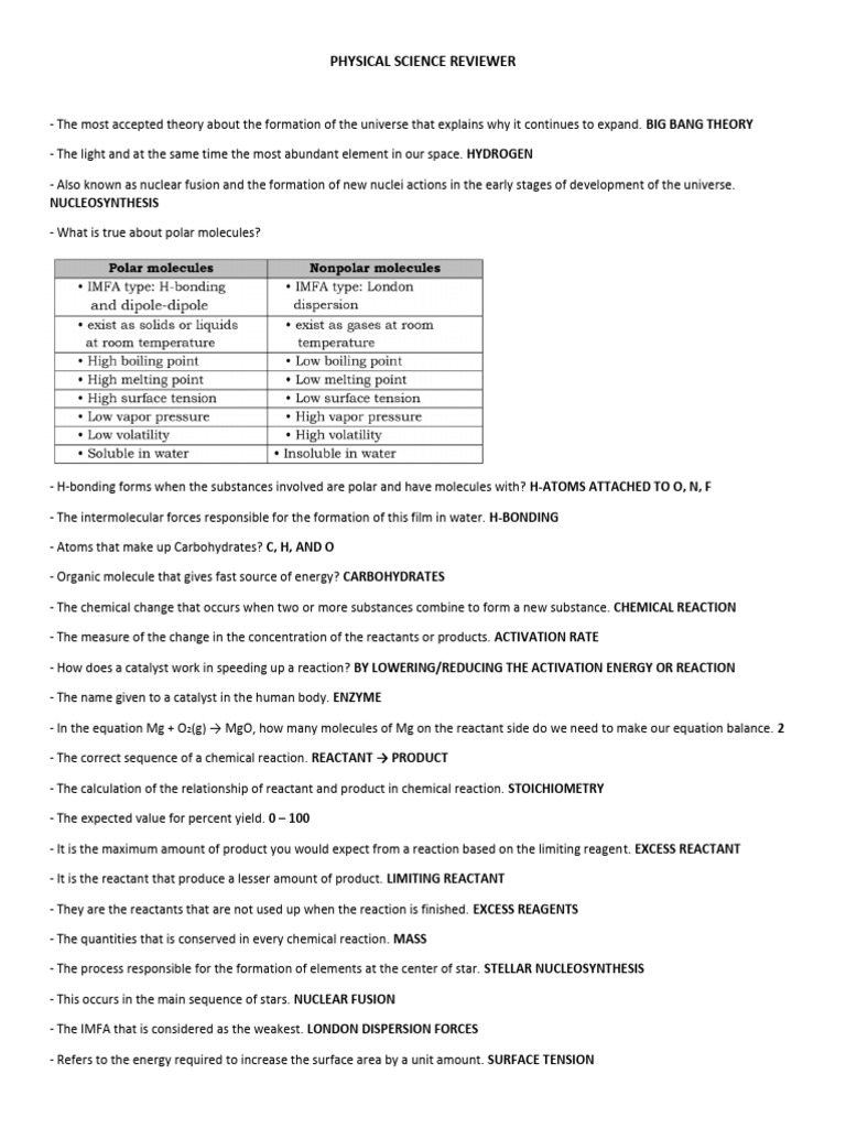 Comprehensive Physical Science Guide | PDF | Reaction Rate | Fat