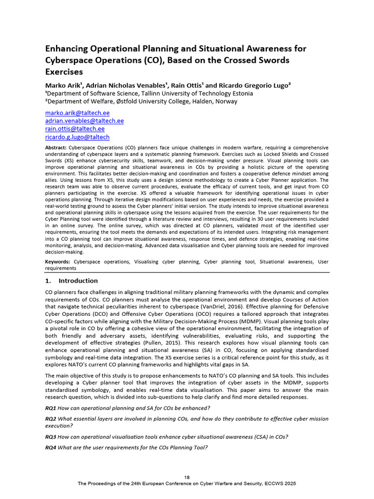 Enhancing Cyber Operations Planning | PDF | Computer Security | Security