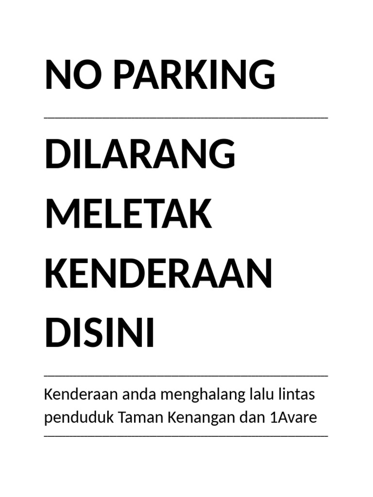 Larangan Parkir di Taman Kenangan | PDF