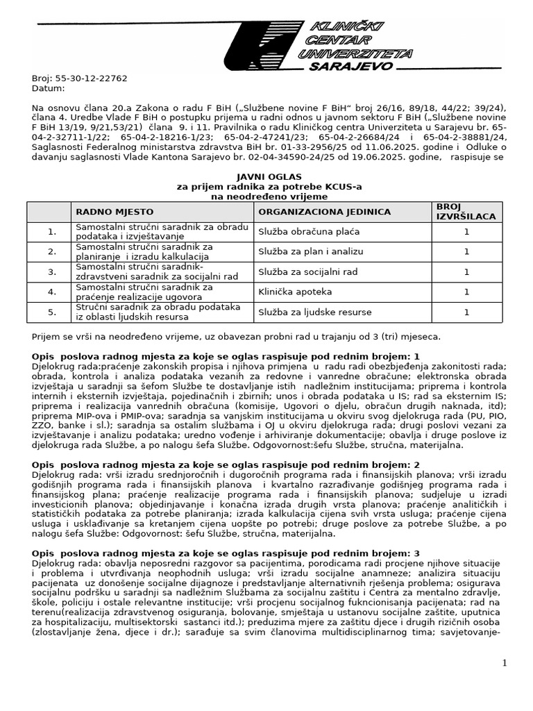 Oglas 2025 Juli Vss Saradnici | PDF