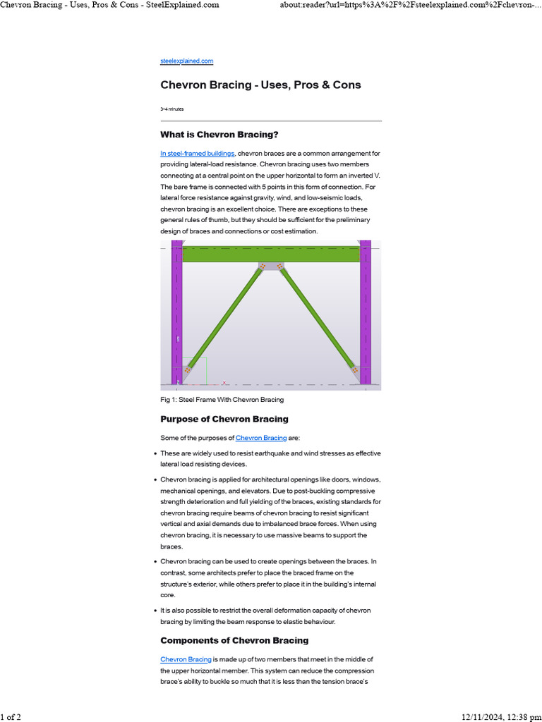 Chevron Bracing - Unsafe Design | PDF | Beam (Structure) | Physical ...
