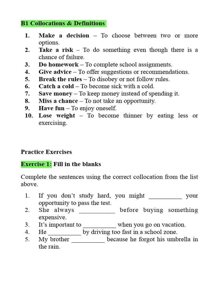 B1 Collocations Alvaro | PDF