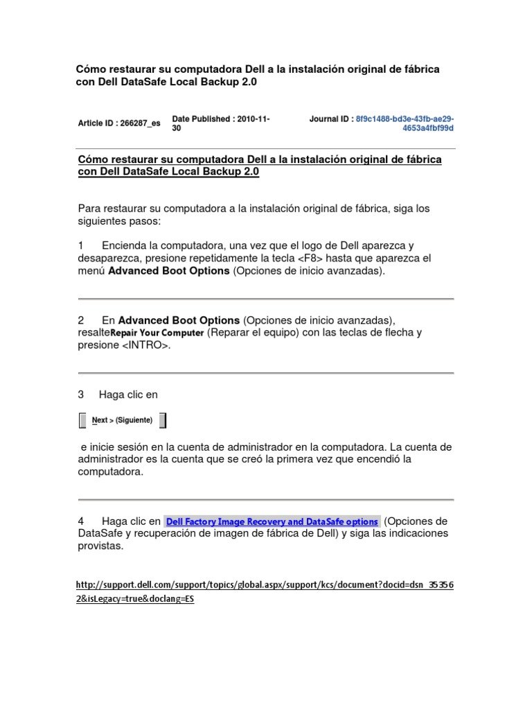 Cómo Restaurar Su Computadora Dell A La Instalación Original de Fábrica ...
