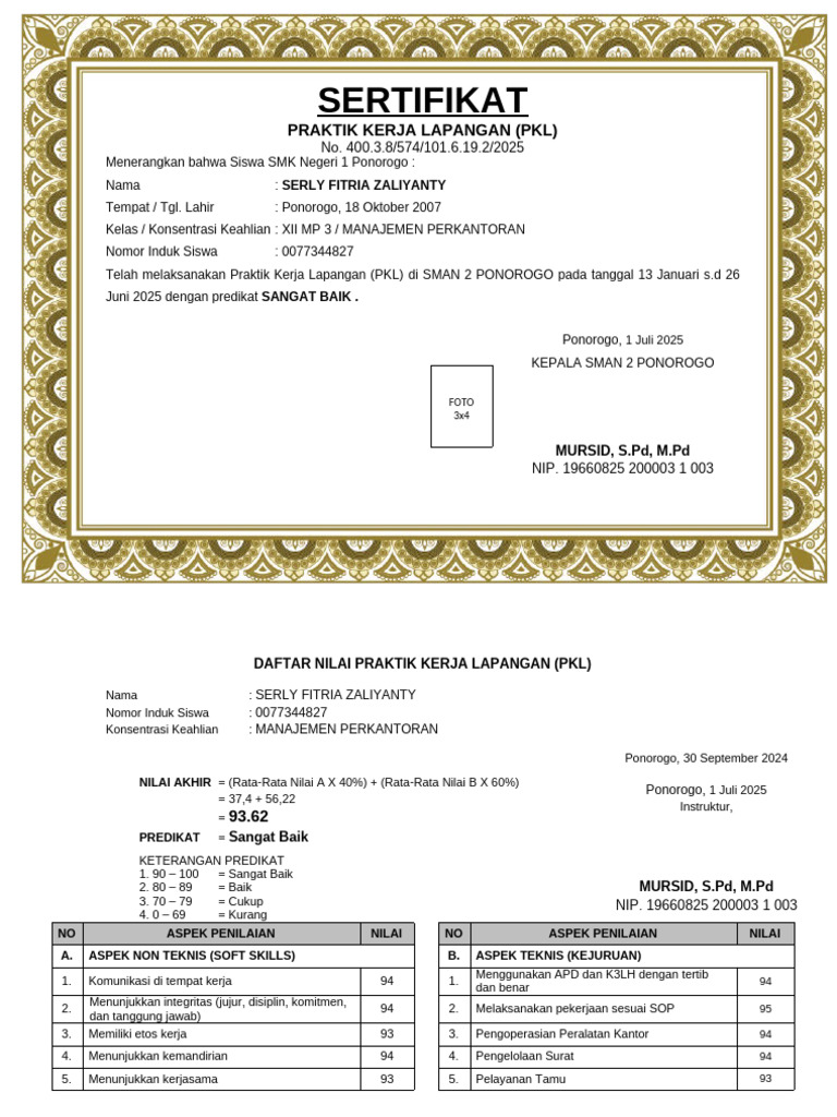 SERTIFIKAT Serly | PDF