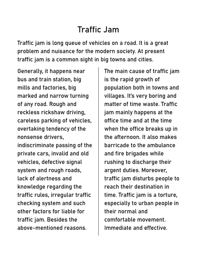 Causes and Impact of Traffic Jams | PDF