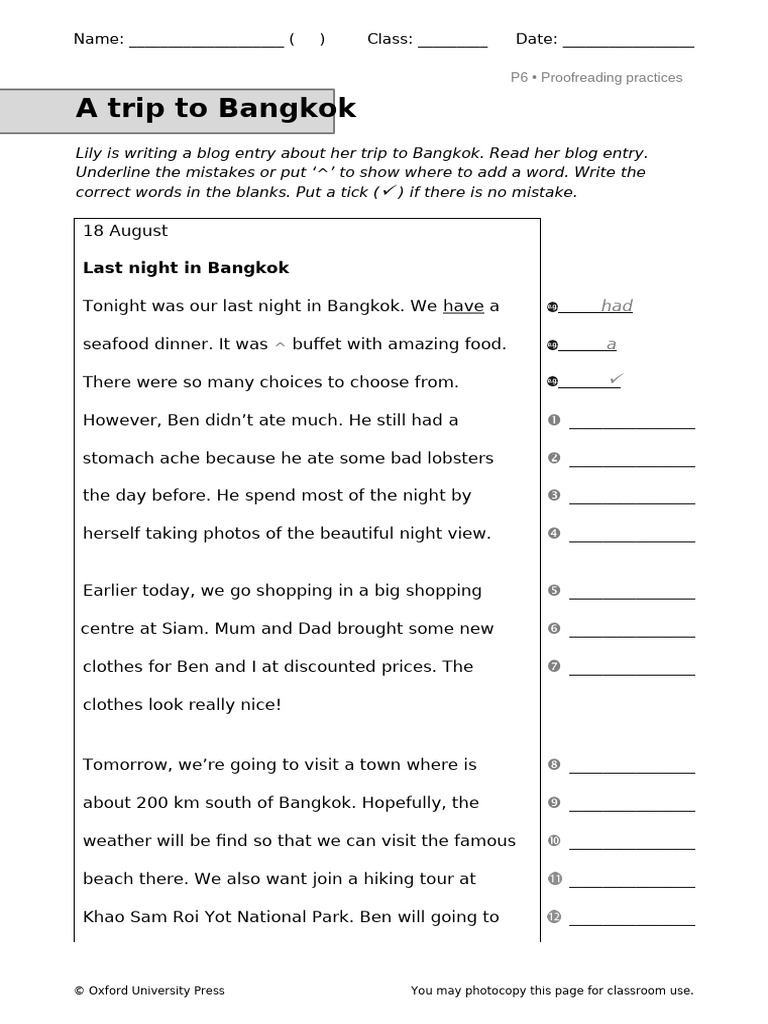 p6 Proofreading Practice1 | PDF