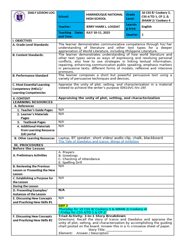 ENG-10 Q1 Appraising Unity | PDF | Learning