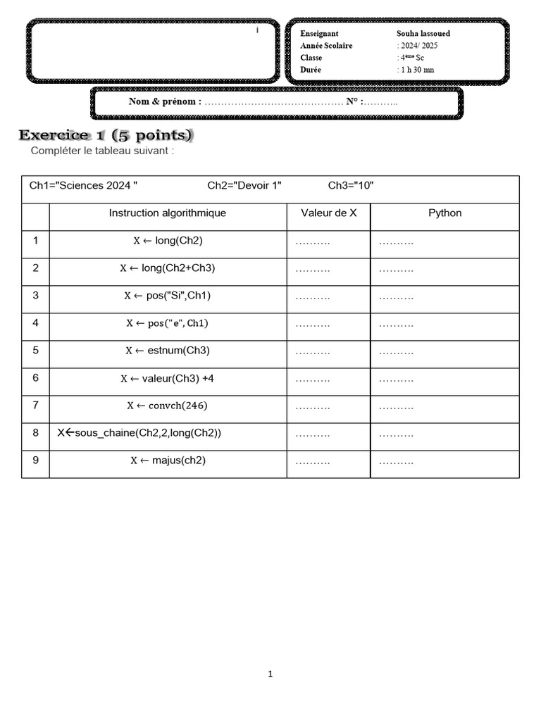 Algorithmes et exercices Python 2024 | PDF